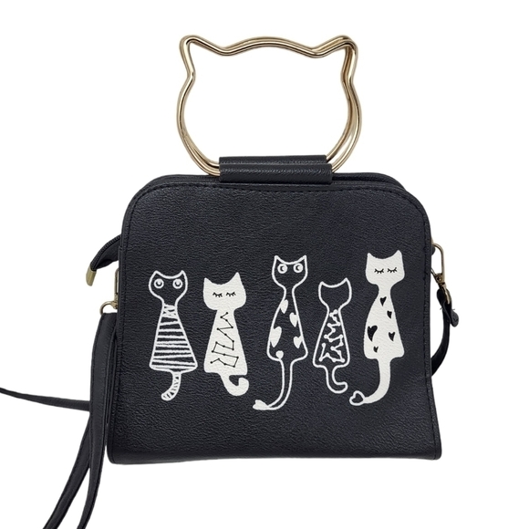 Bags | Cat Crossbody Purse With Cat Face Handles Feline | Poshmark